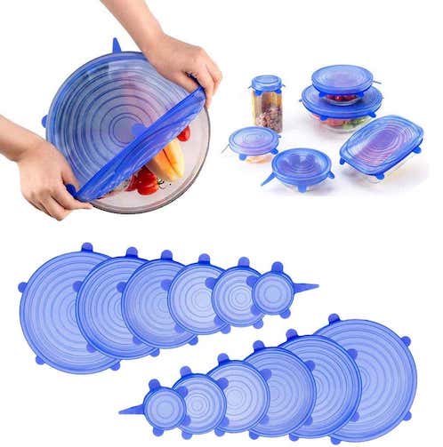 6 Pcs Silicone Stretch Lids – Reusable Food Cover Set for Bowls, Cups ...
